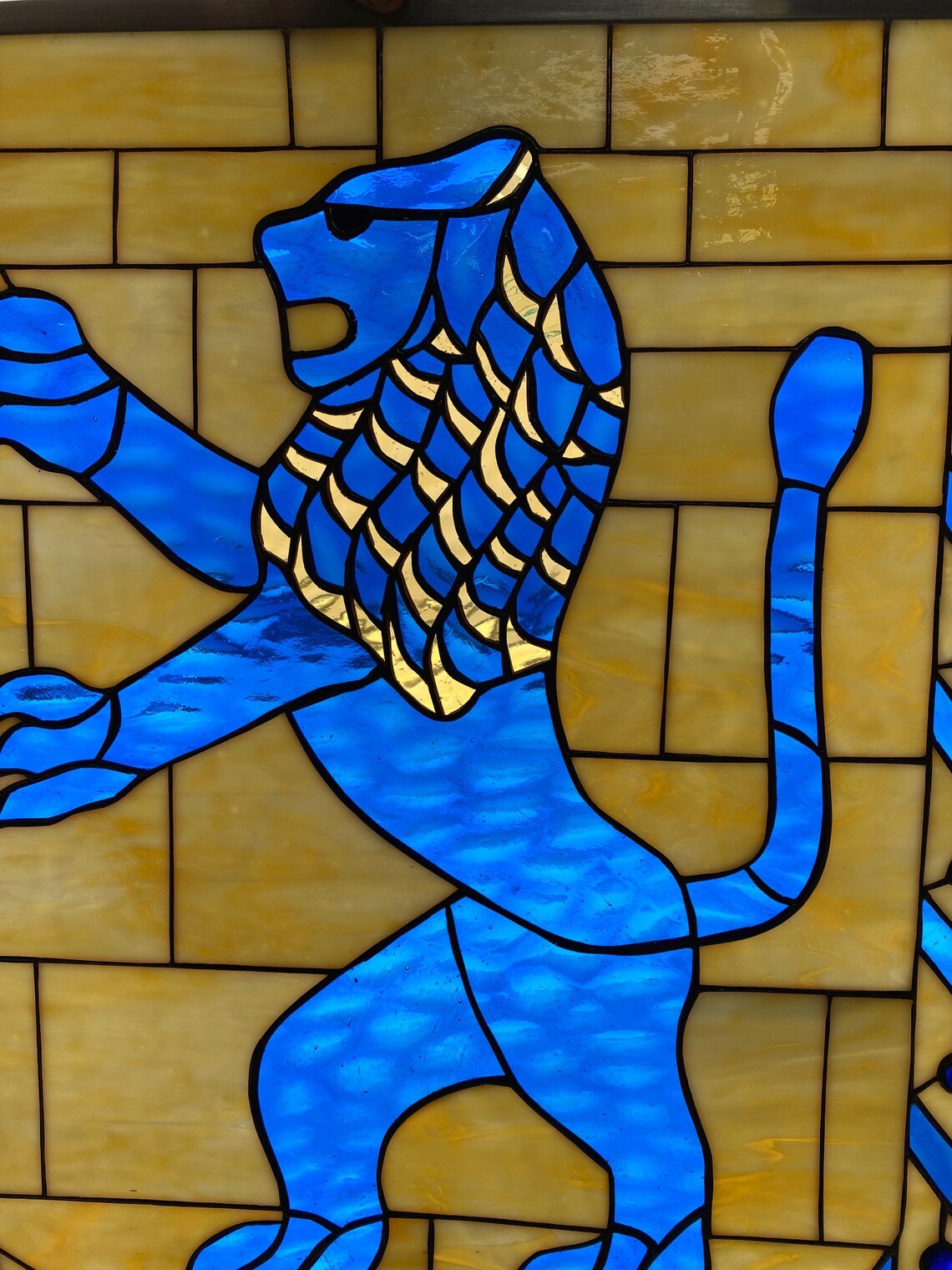 Stained Glass Window Panel HERALDIC LION Texture Glass Art - Etsy