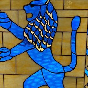 Stained Glass Window Panel - HERALDIC LION Texture Glass Art Hangings ...
