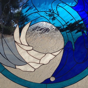 Cresting Wave Stained Glass Window Panel Hangings 3 Ocean - Etsy