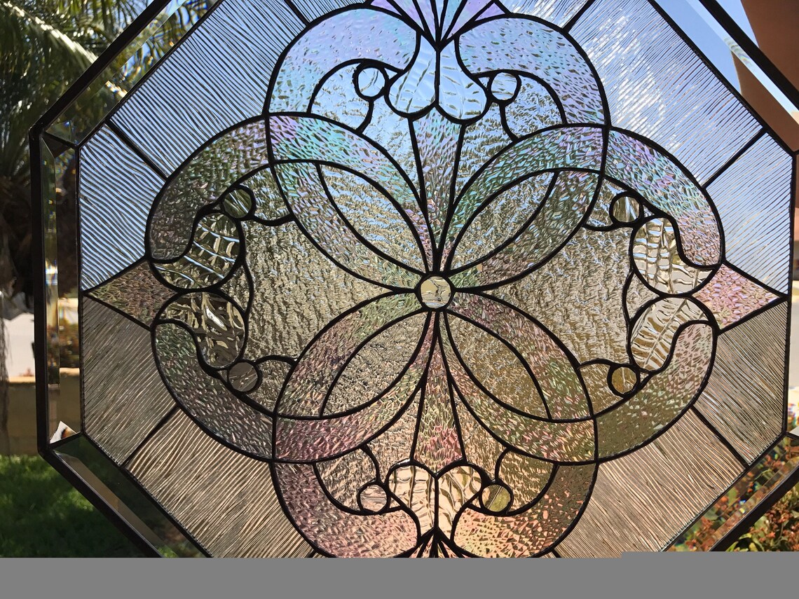 Beautiful Octagon Beveled Stained Glass Window Panel We Do Etsy