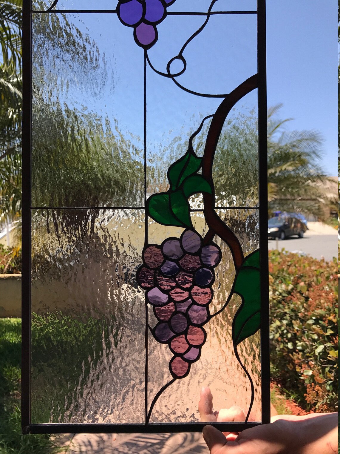 Grape Clusters Stained Glass Window Panel Insert Kitchen - Etsy