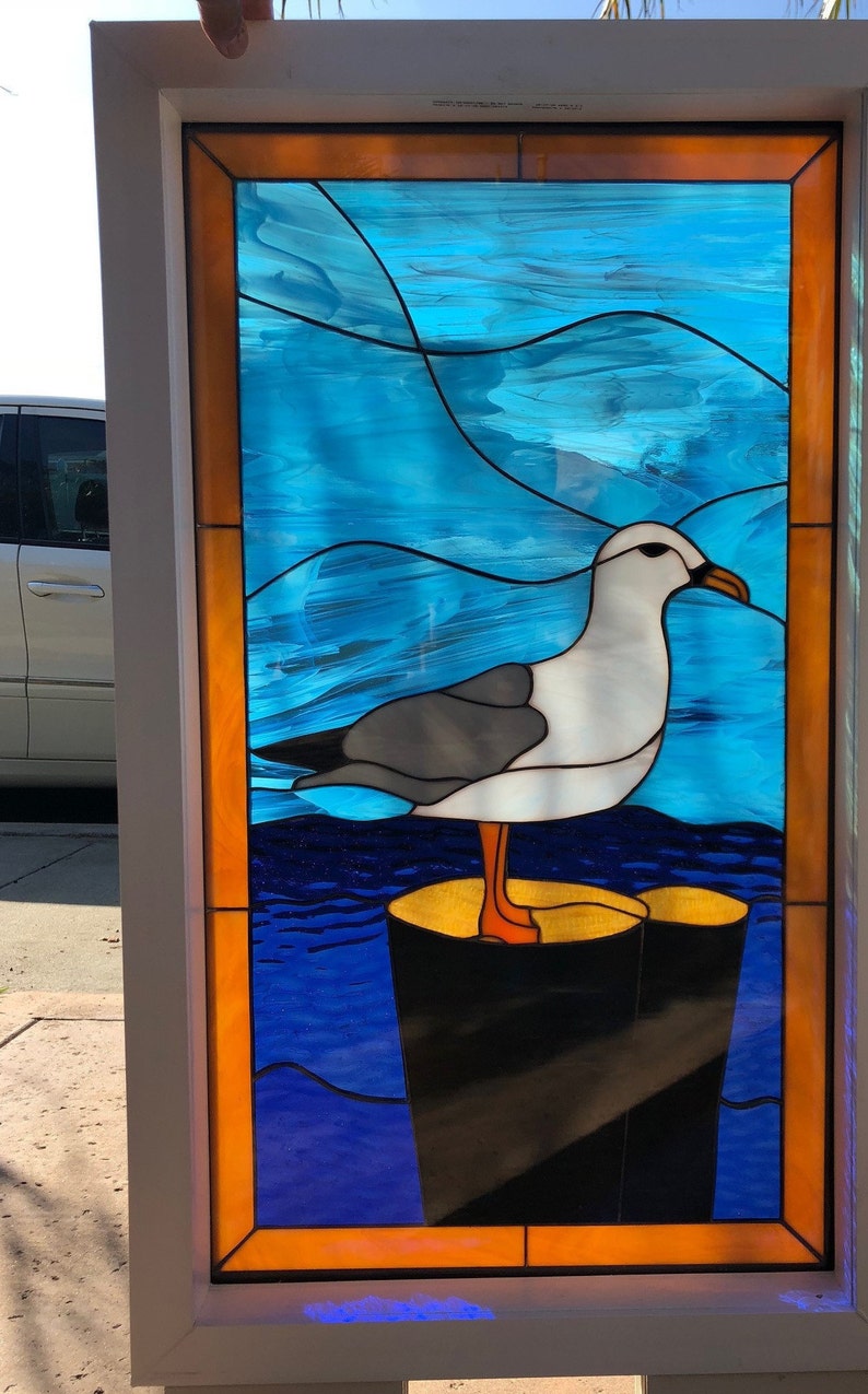 Seagull Stained Glass Window Panel, Hangings - Insulated in Tempered ...