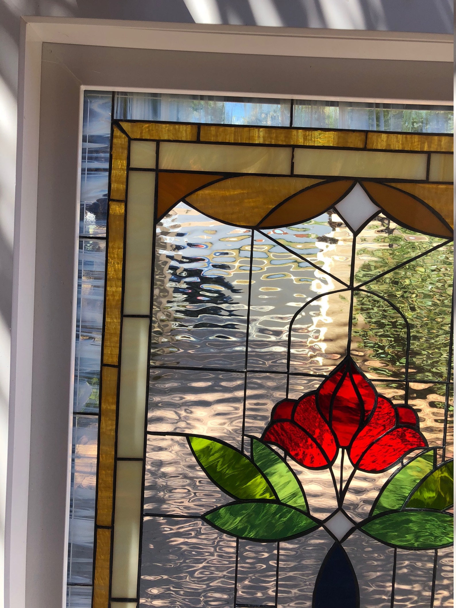 Victorian Rose Stained Glass Window - Insulated and Pre-installed in ...