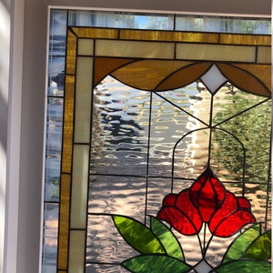 Victorian Rose Stained Glass Window - Insulated and Pre-installed in ...