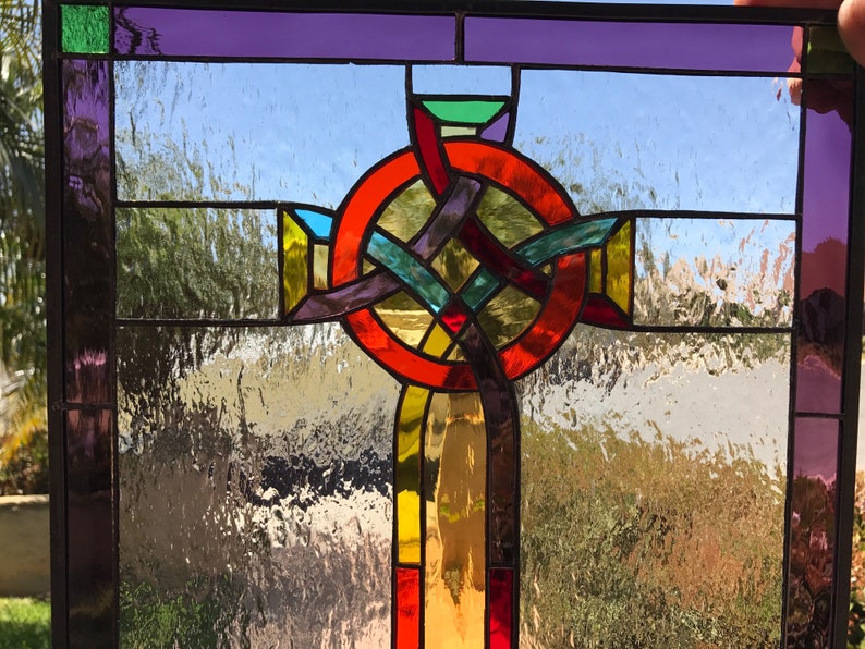 Colorful Gothic Cross Window Panel - Colorful Gothic Cross Stain Glass ...