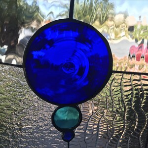 Unique Bubbles Geometric Abstract Stained Glass Window Panel ...