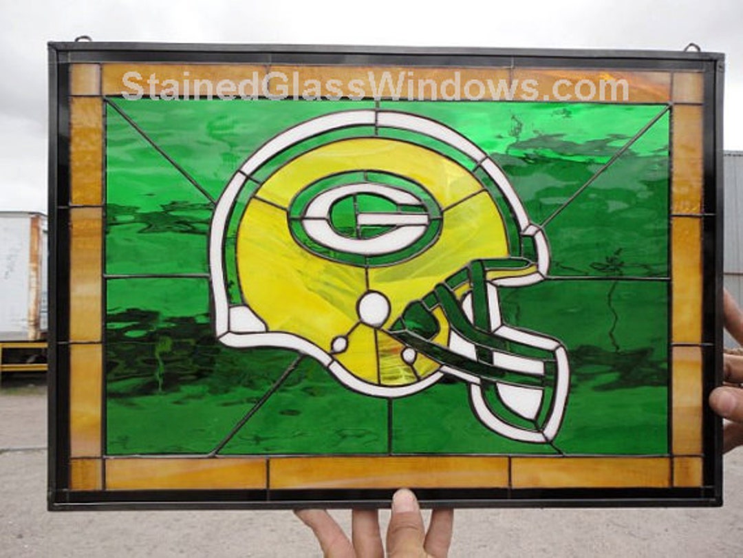 Go Green Bay Packers Custom Stained Glass Window Panel, Hangings ...