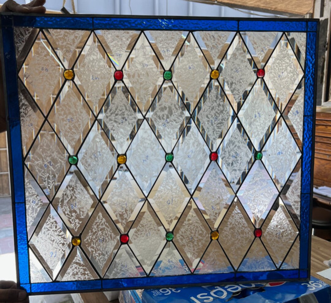 Traditional & Timeless Beveled Glue Chip Diamonds Leaded Glass Window ...
