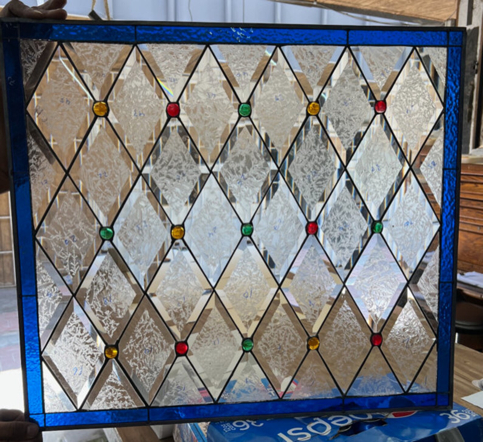 Traditional & Timeless Beveled Glue Chip Diamonds Leaded Glass Window ...