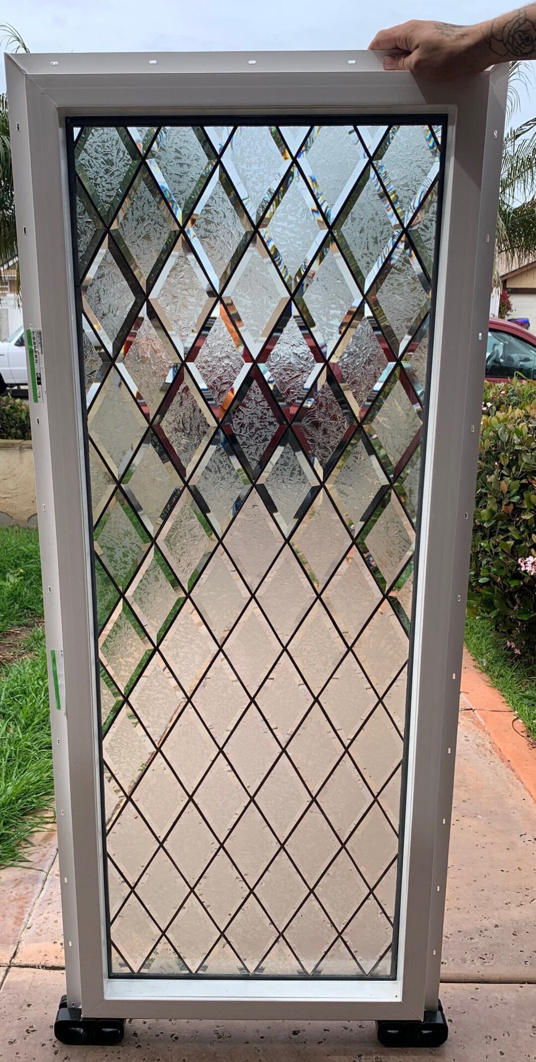 Tudor Style All Beveled Diamond Glass Window - Vinyl Framed Insulated ...
