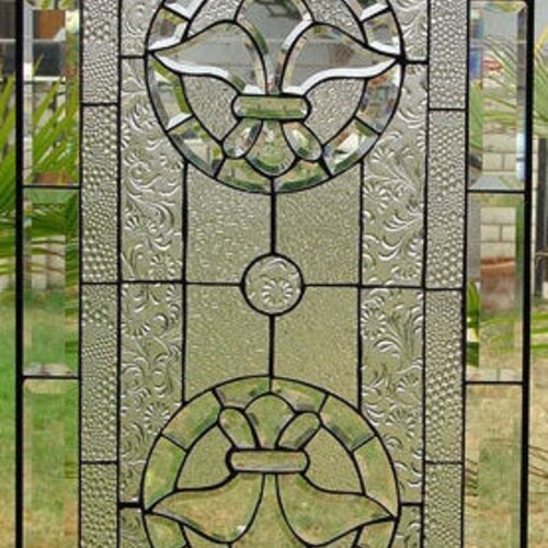 Clear Beveled Stained Glass Window Panel Irvine Waterglass Etsy