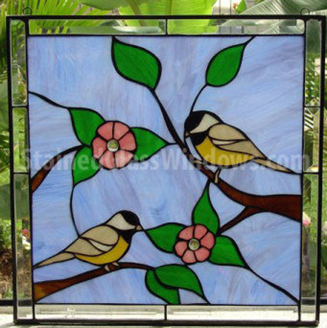 Sparrow Stained Glass Window Panel Hangings Birds - Etsy