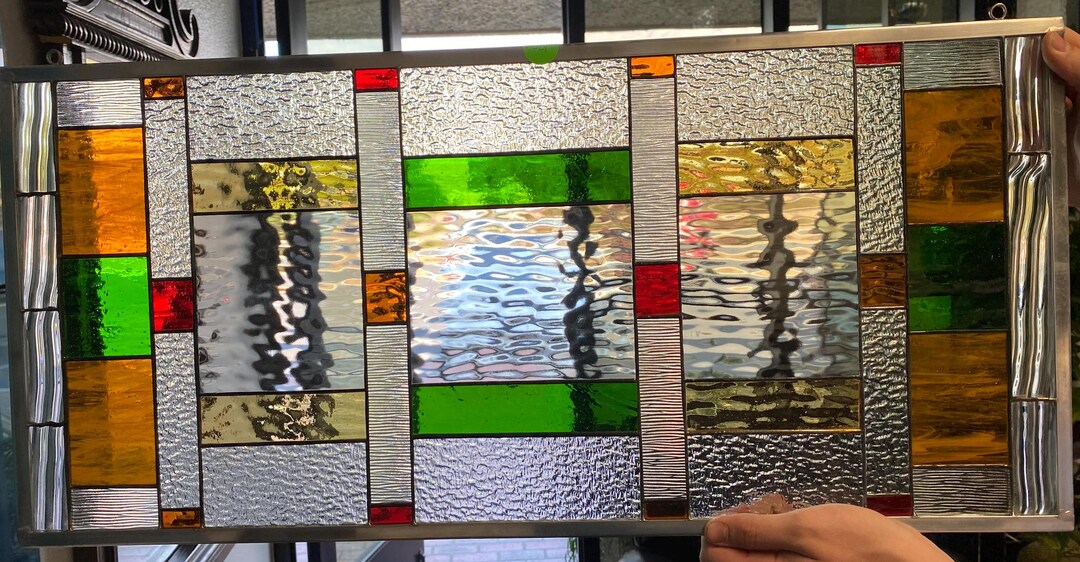 Geometric Craftsman Mission Style Window, Hangings - Stained Glass Art ...