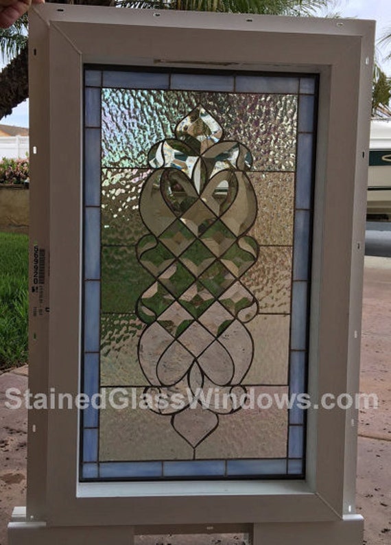 Beveled Glass Window Panel With Frame Laguna Stained Glass | Etsy