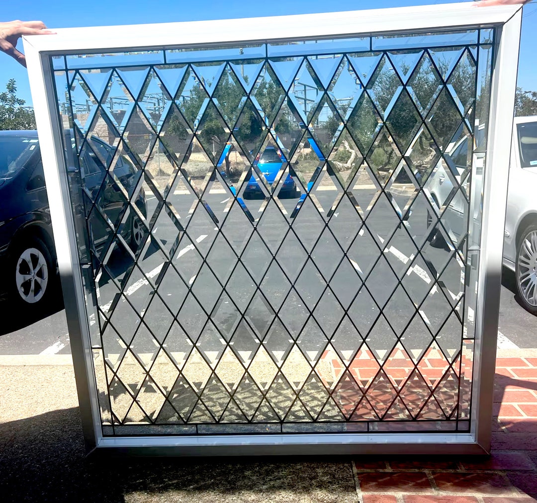 Customizable All Beveled Diamond Stained Glass Window - Insulated in ...