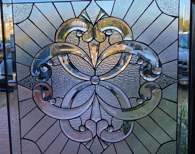 Clear Beveled Stained Glass Window Panel, Hangings Pacifica Clear Glass ...