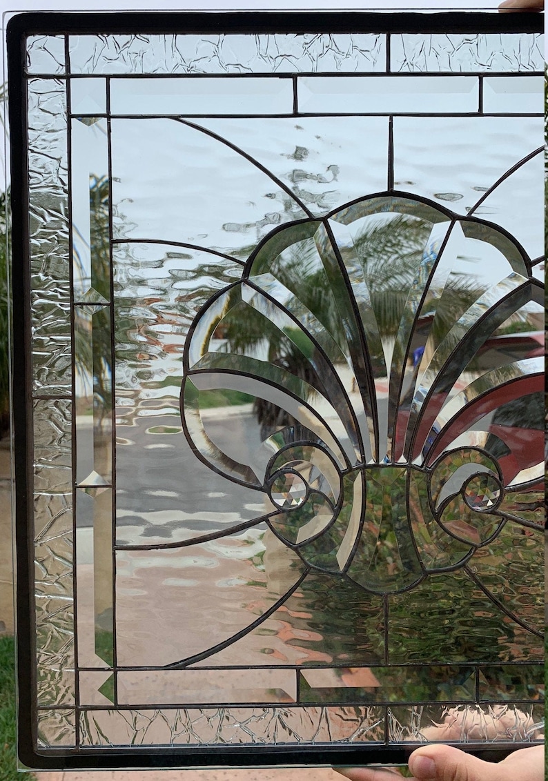 Clear Beveled Scallop Shell Stained Glass Window Panel - Etsy