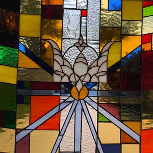 Colorful Cross Stained Glass Window Panel - Religious Stained Glass ...