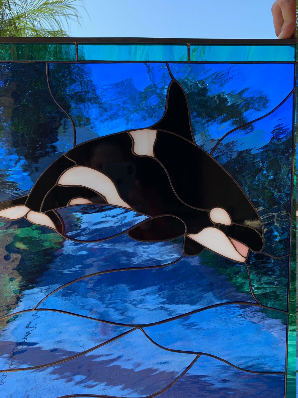 Whale Stained Glass Window Panel Orca Clownfish - Etsy
