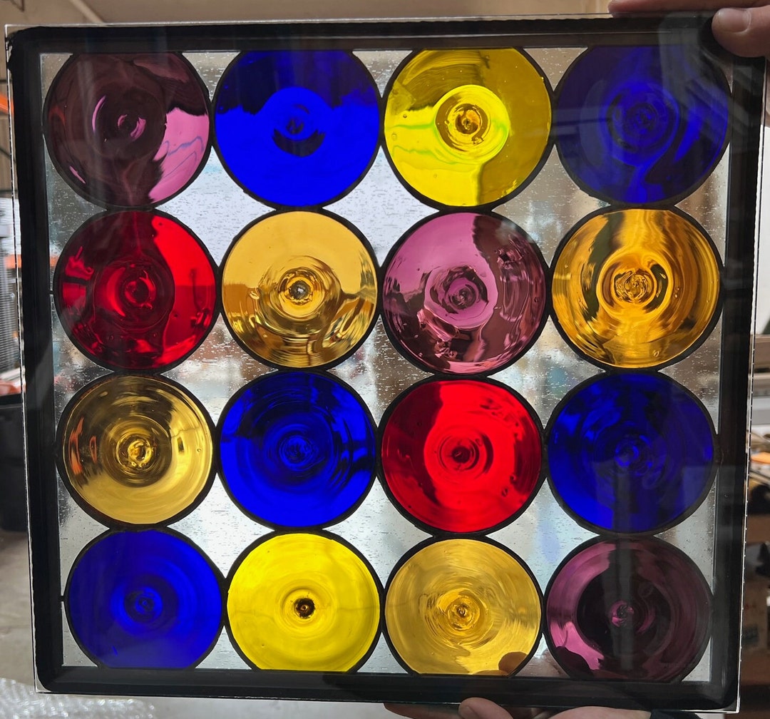 Rondel Bottle Bottoms Stained Glass Window Panel, Hangings ...