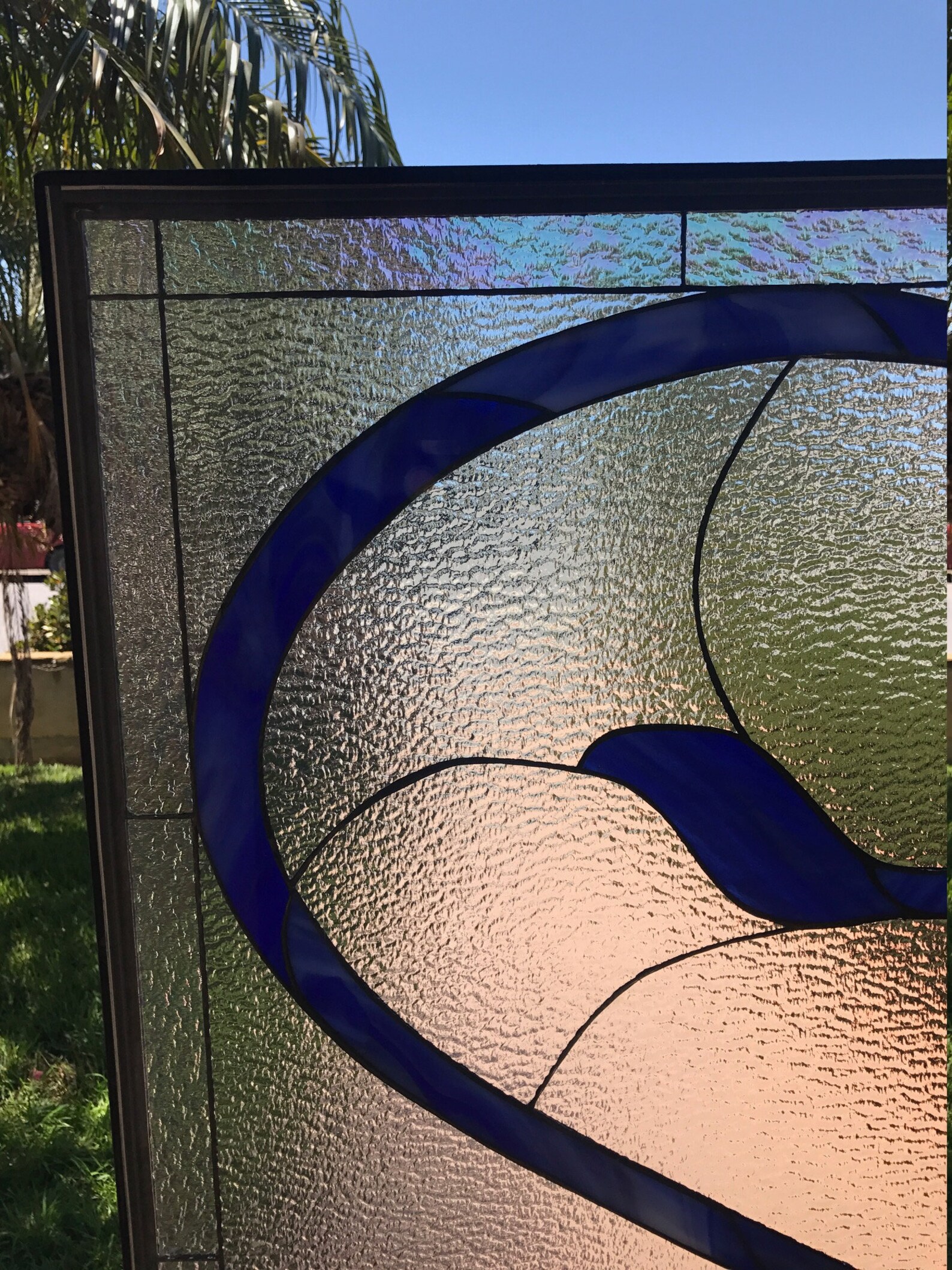 Cobalt Blue Scrolls and Ribbons Window Panel - Cobalt Blue Scrolls and ...