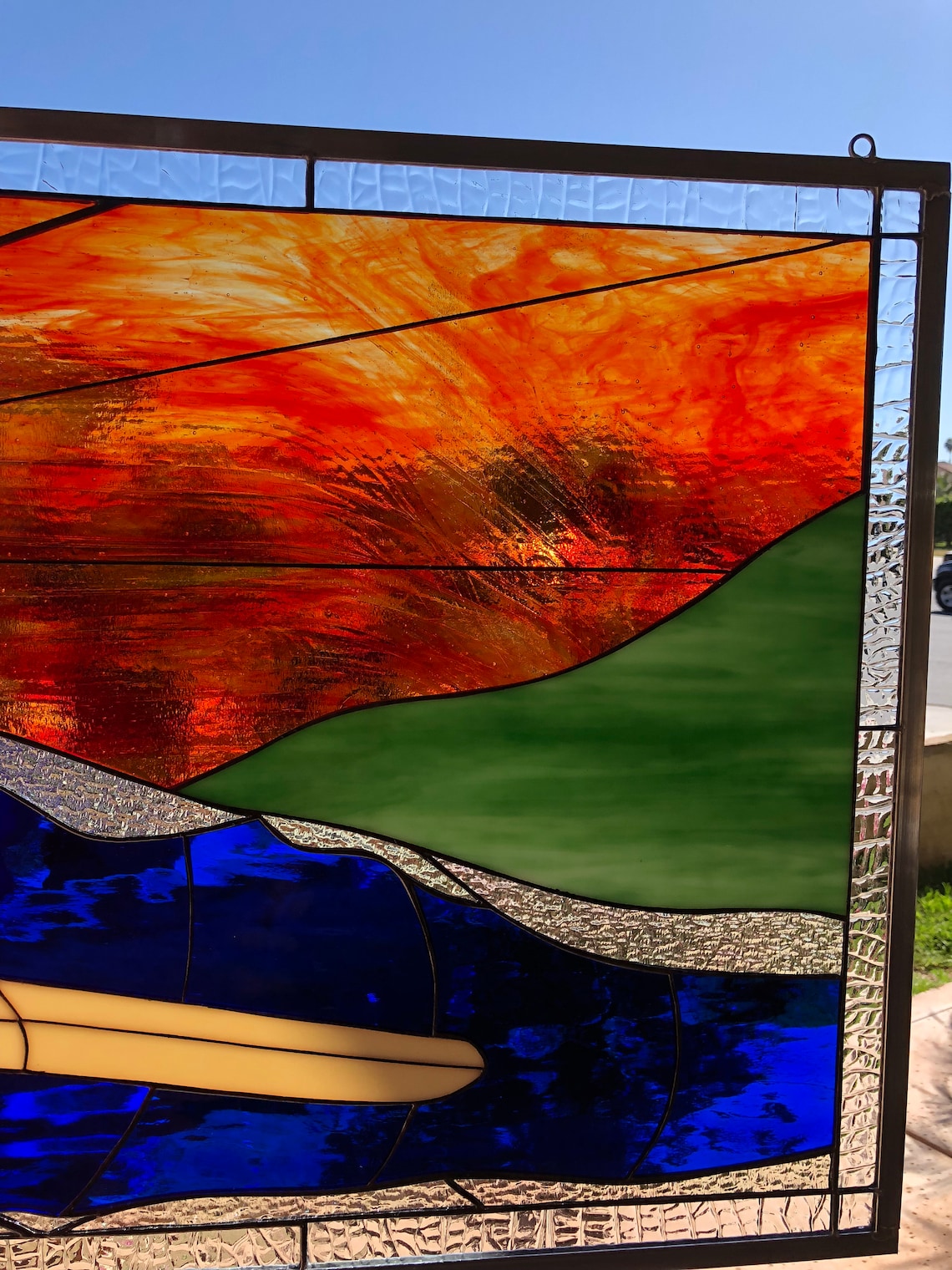 Hawaiian Paddler Board Surfer Stained Glass Window Panel | Etsy