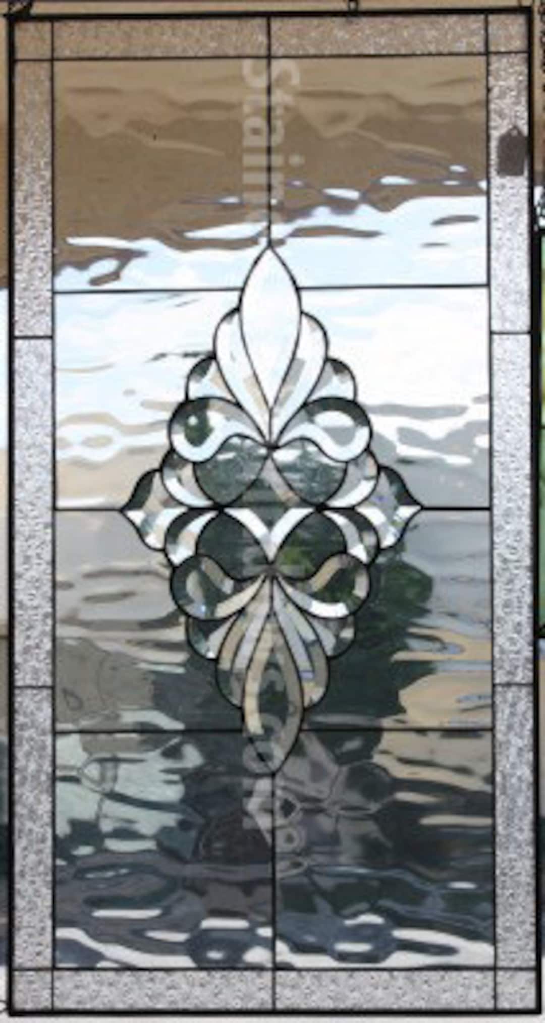 Beveled Glass Window Panel, Hangings - Clear Textured Stained Glass ...