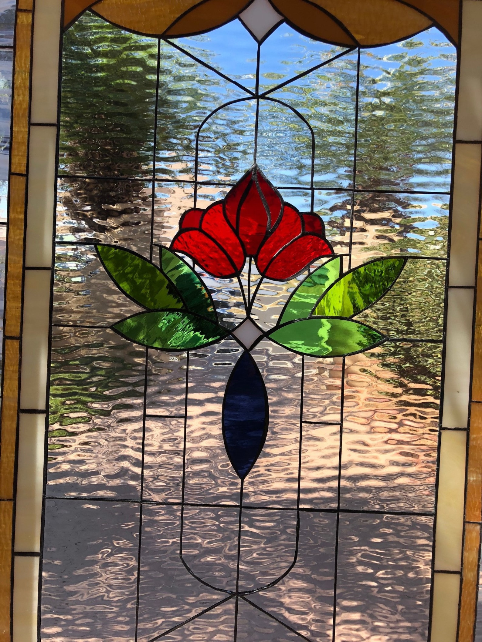 Victorian Rose Stained Glass Window - Insulated and Pre-installed in ...