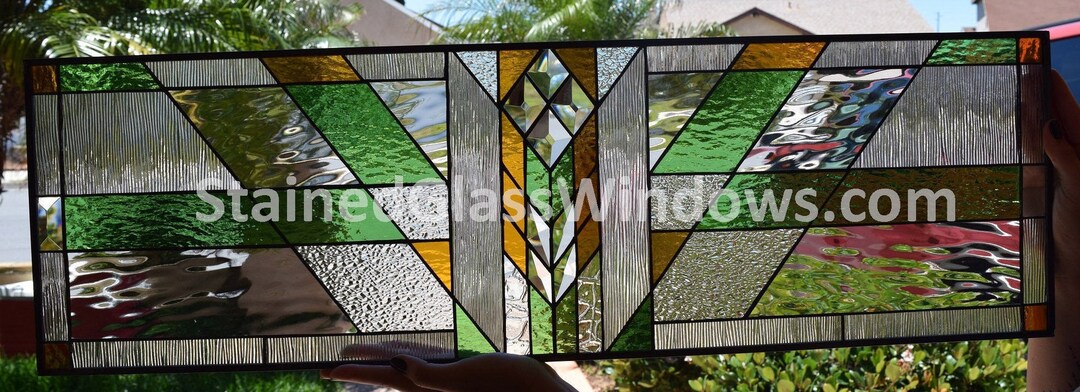 Classic Mission Style Stained Glass Window Transom Insert Panel ...