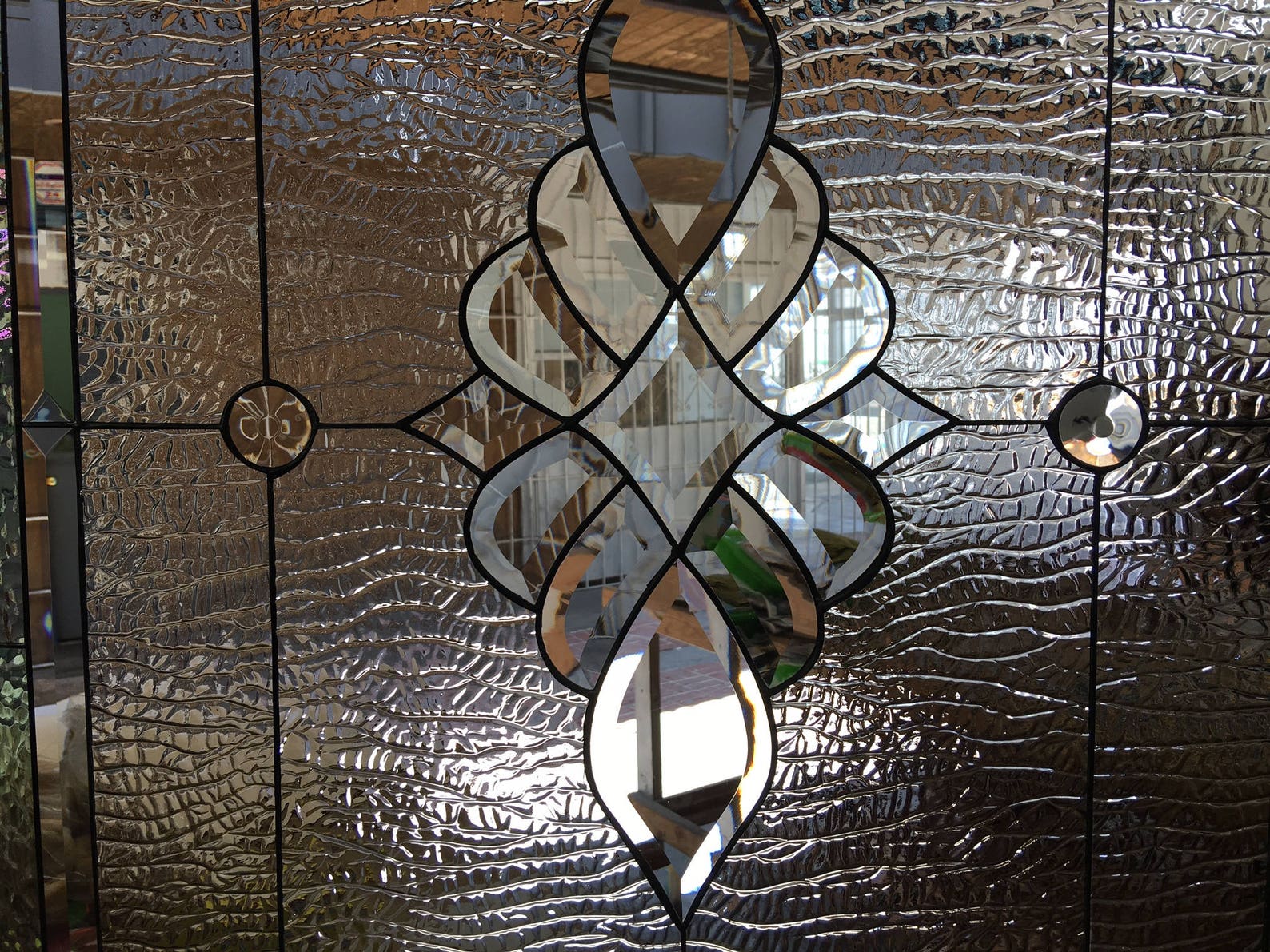 Beveled Stained Glass Panel - Clear Leaded Glass Window, Hangings ...