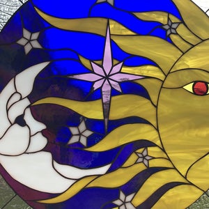 Stars, Sun, Moon Stained Glass Window Panel Hangings #4 - Galaxy ...