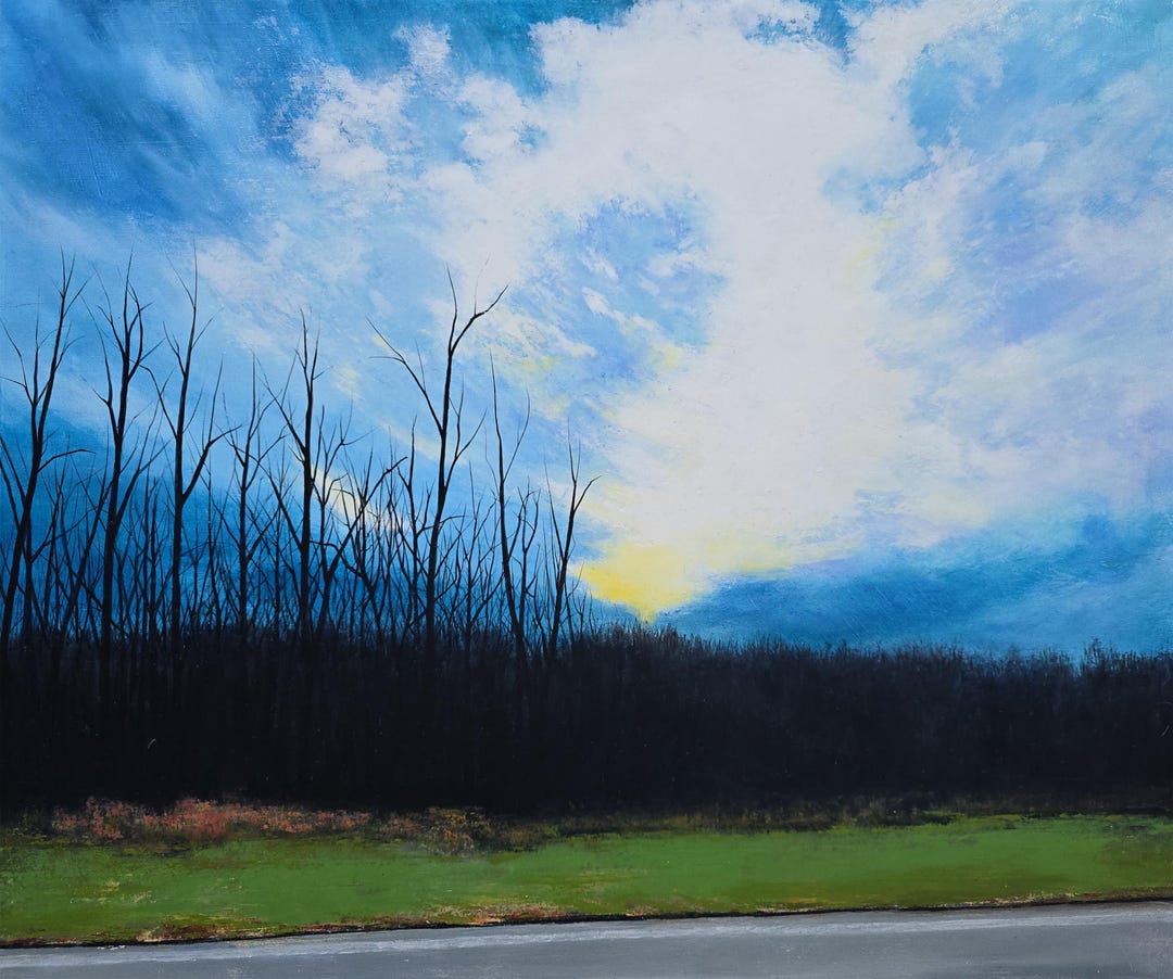 Bold Color Midwest Landscape Painting, Peaceful Countryside Wall Art ...