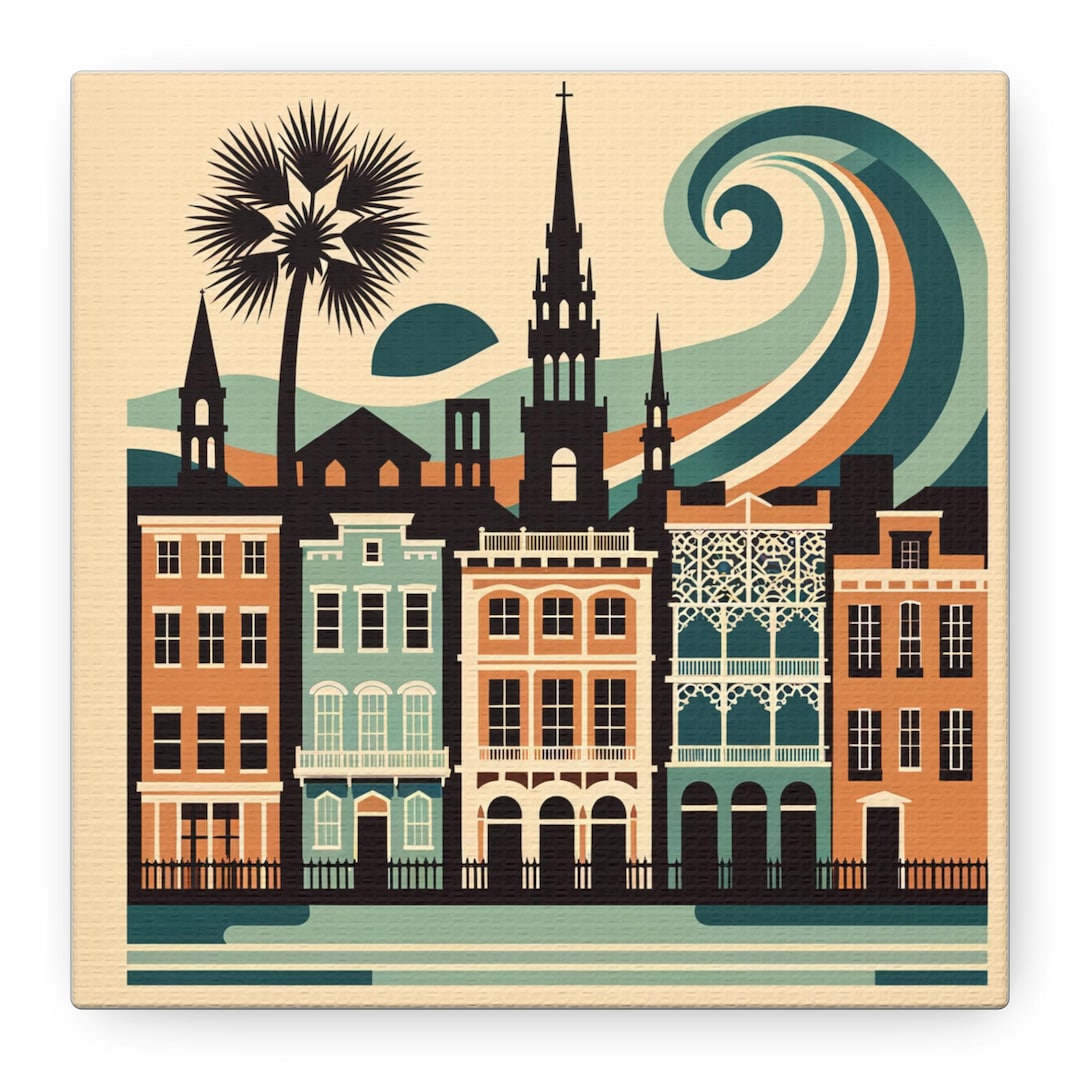 Charleston Art Print: Mid-century Modern South Carolina Wall Decor - Etsy