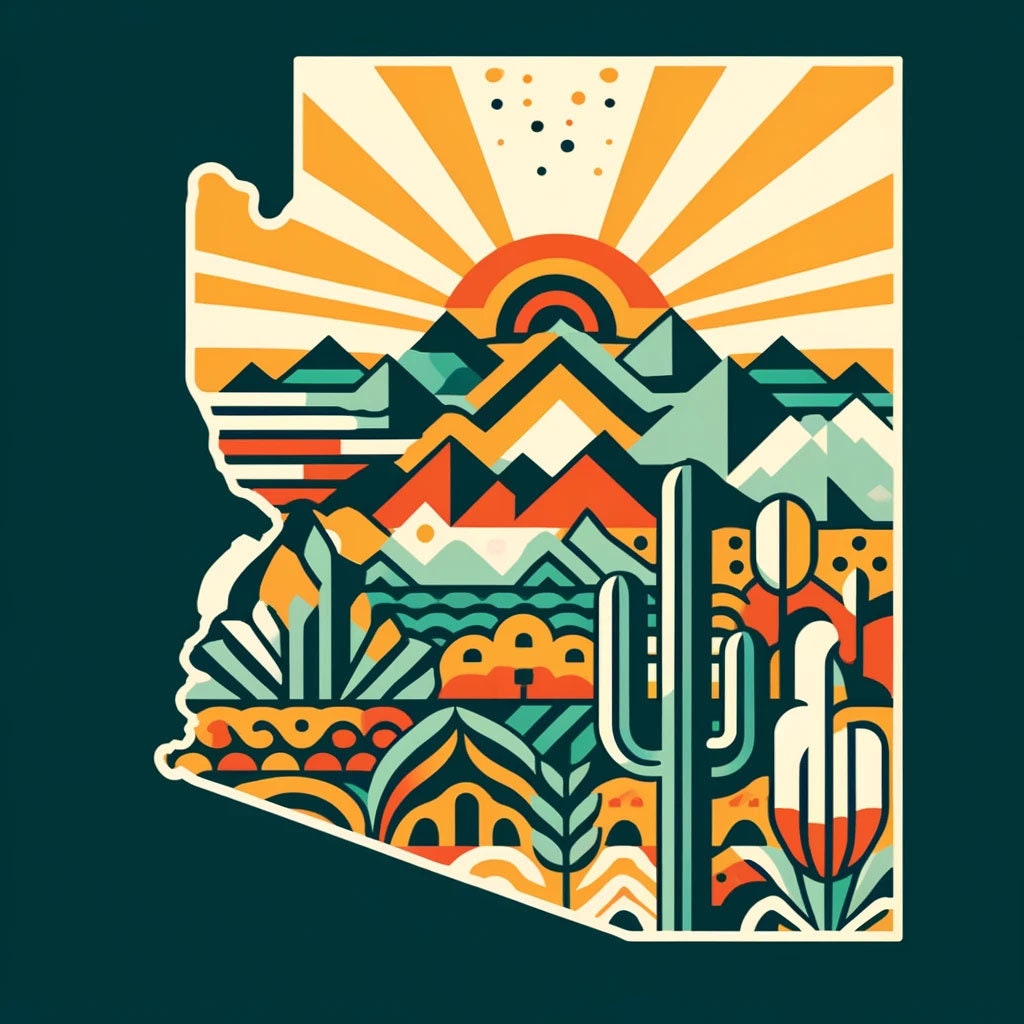 Arizona Art Print: Mid-century Modern Southwest Landscape (digital ...
