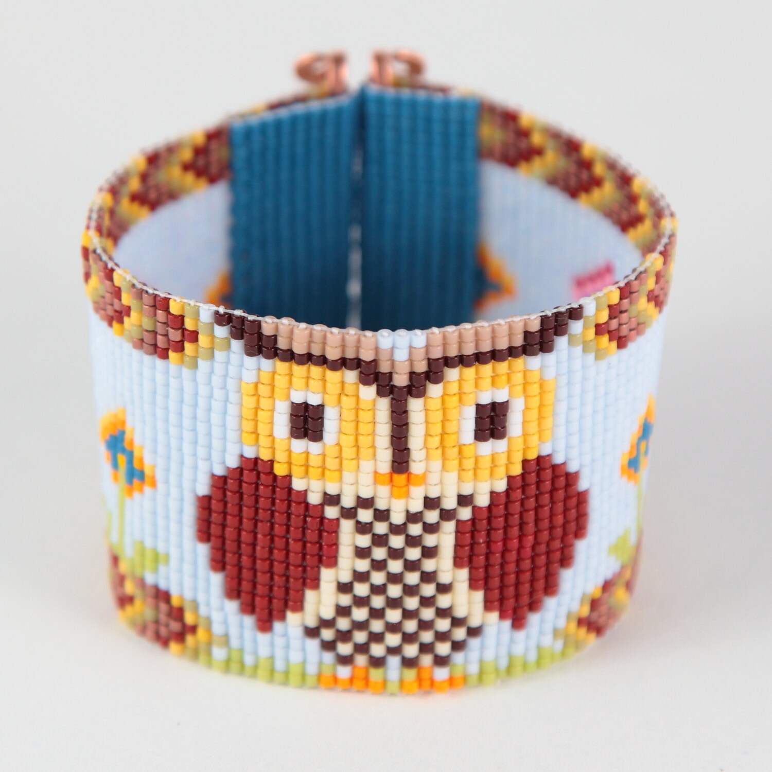 Woodland Owl Bead Loom Bracelet OOAK Artisanal Jewelry Bird Motif ...