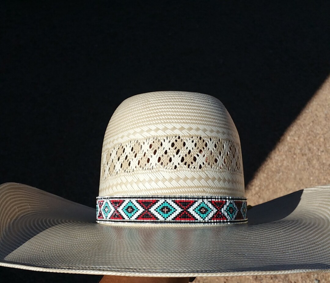 Western Diamonds Beaded Cowboy Hatband Bead Loom Cowgirl Artisanal ...