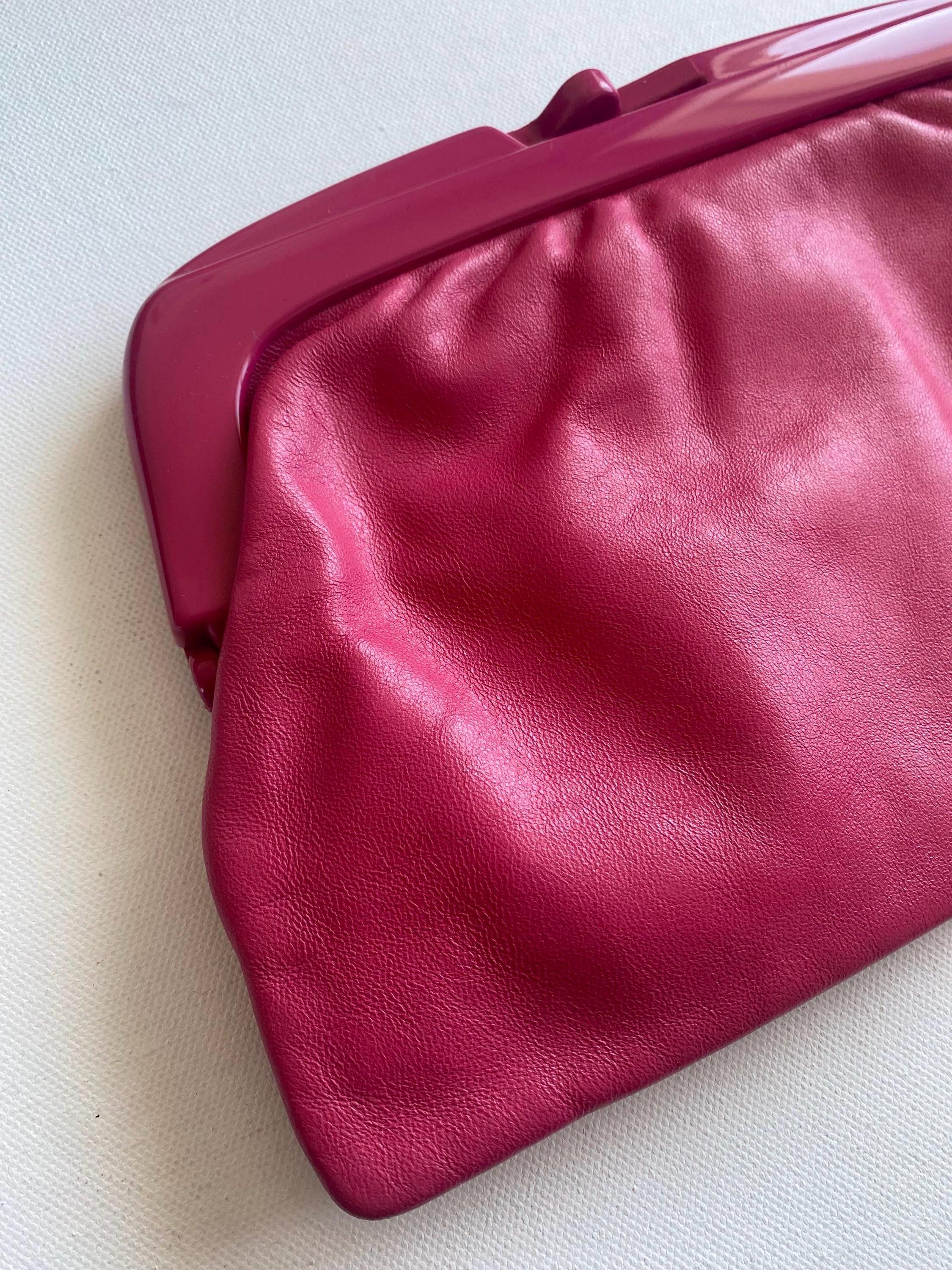 1970s Vintage Pink Leather Clutch Purse Made in Italy Retro Original ...