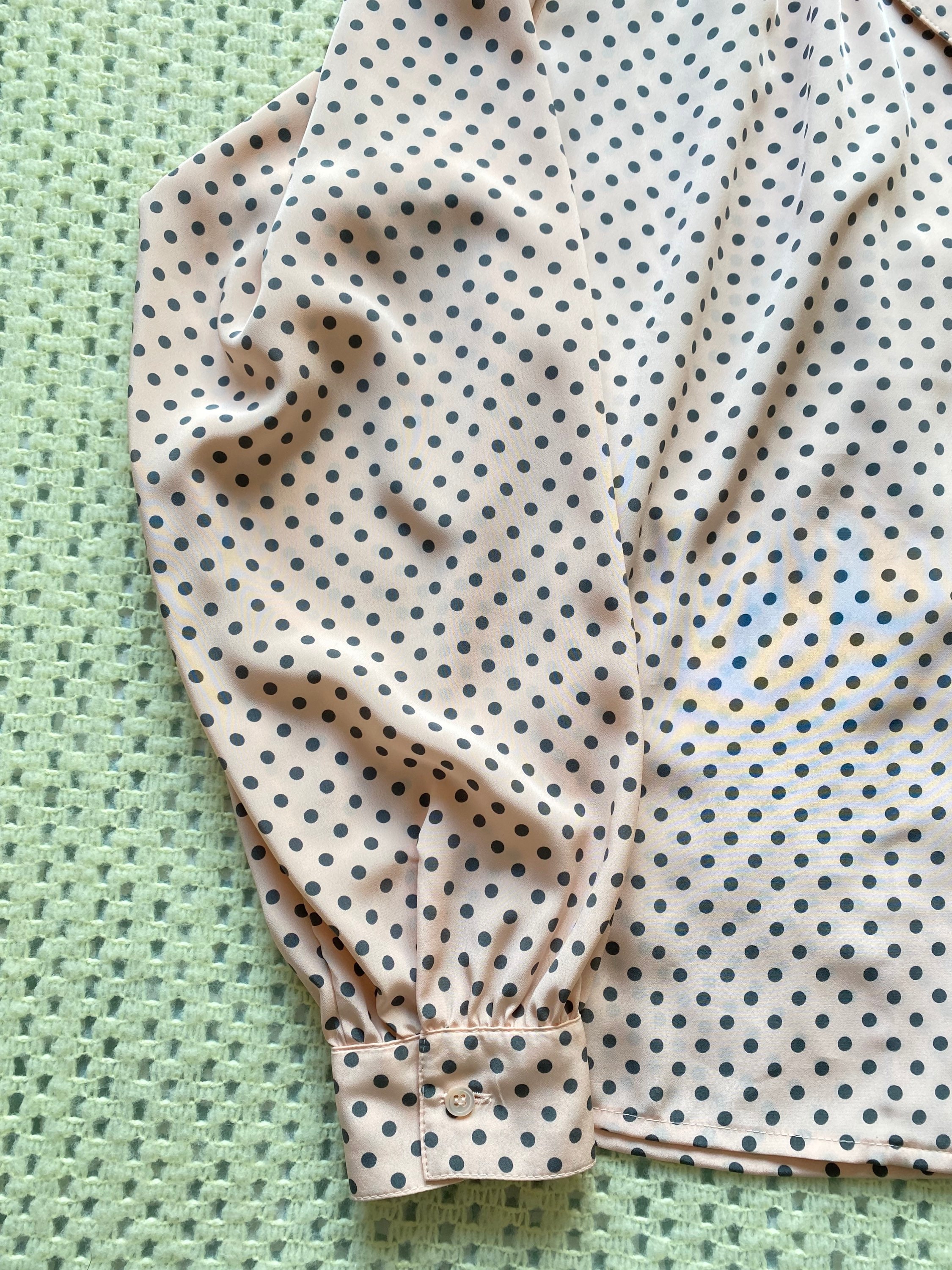 1970s 80s Vintage Pink and Grey Polka Dot Spotty Dots Design Shirt ...