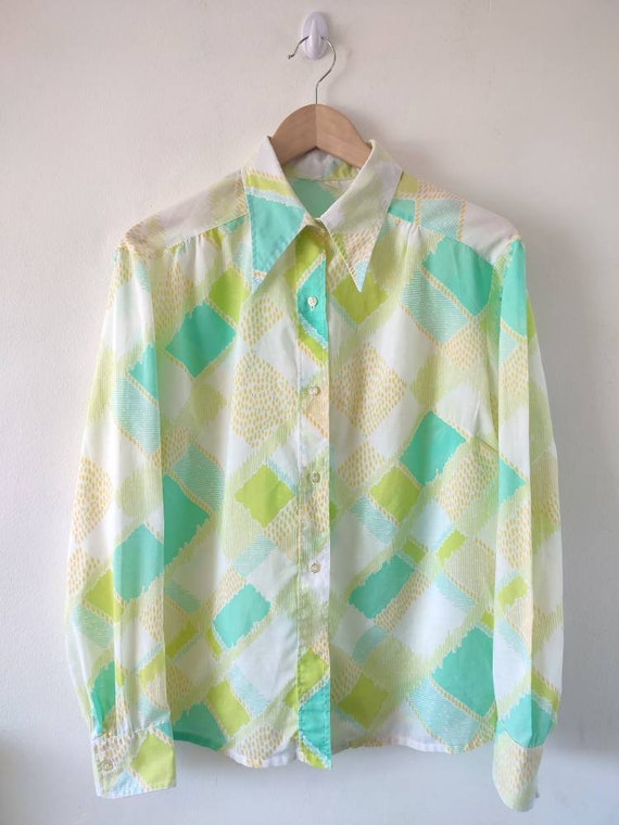 1960s 70s Vintage Abstract Diamond Design Patterned D… - Gem