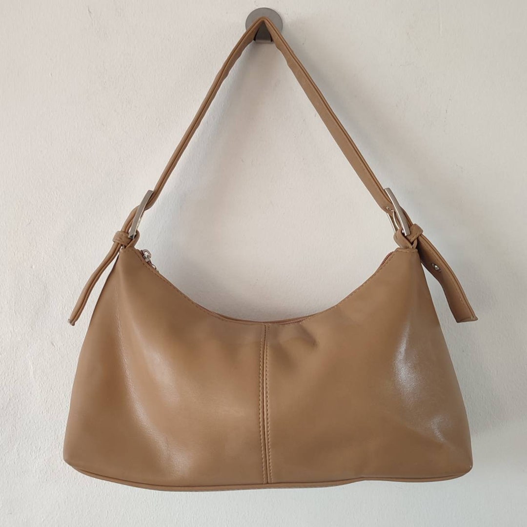 00s Y2K Vintage BHS Tan Camel Brown Faux Leather PVC Handbag/shoulder ...