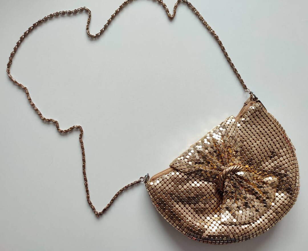 1990s Vintage Gold Chainmail Bow Design Shoulder Bag - Etsy