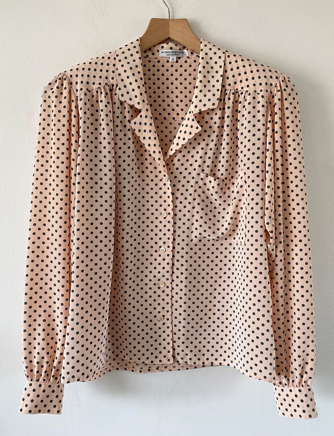 1970s 80s Vintage Pink and Grey Polka Dot Spotty Dots Design Shirt ...
