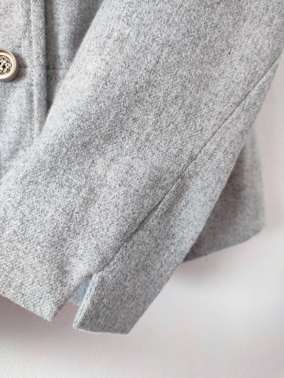 1960s 70s Vintage Light Grey Wool Mix Blazer Jacket - Gem