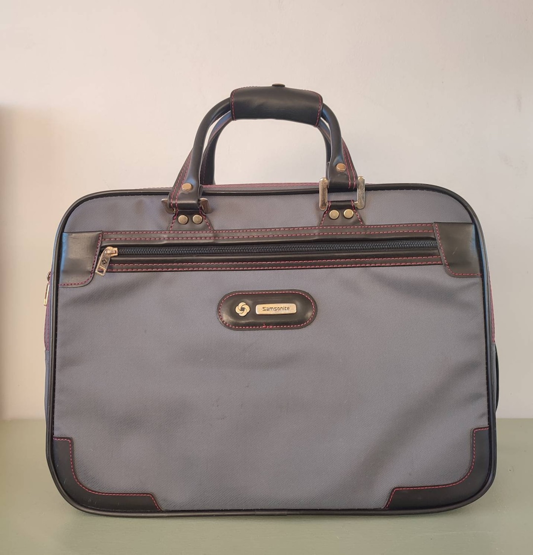 1970s 80s Vintage Samsonite Grey Luggage Shoulder Carry Bag Retro ...