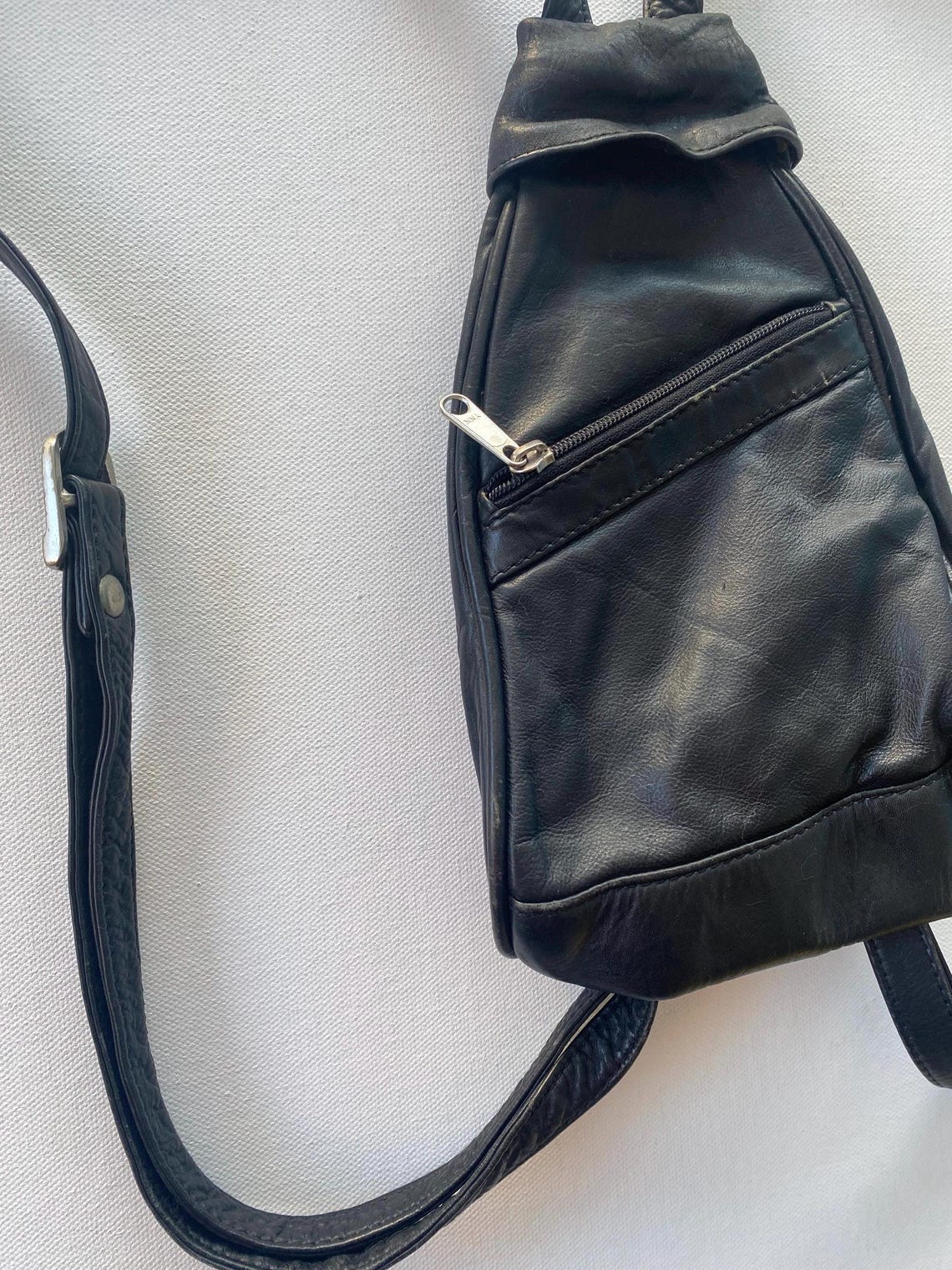 1980s 90s Vintage Black Leather Backpack - Etsy