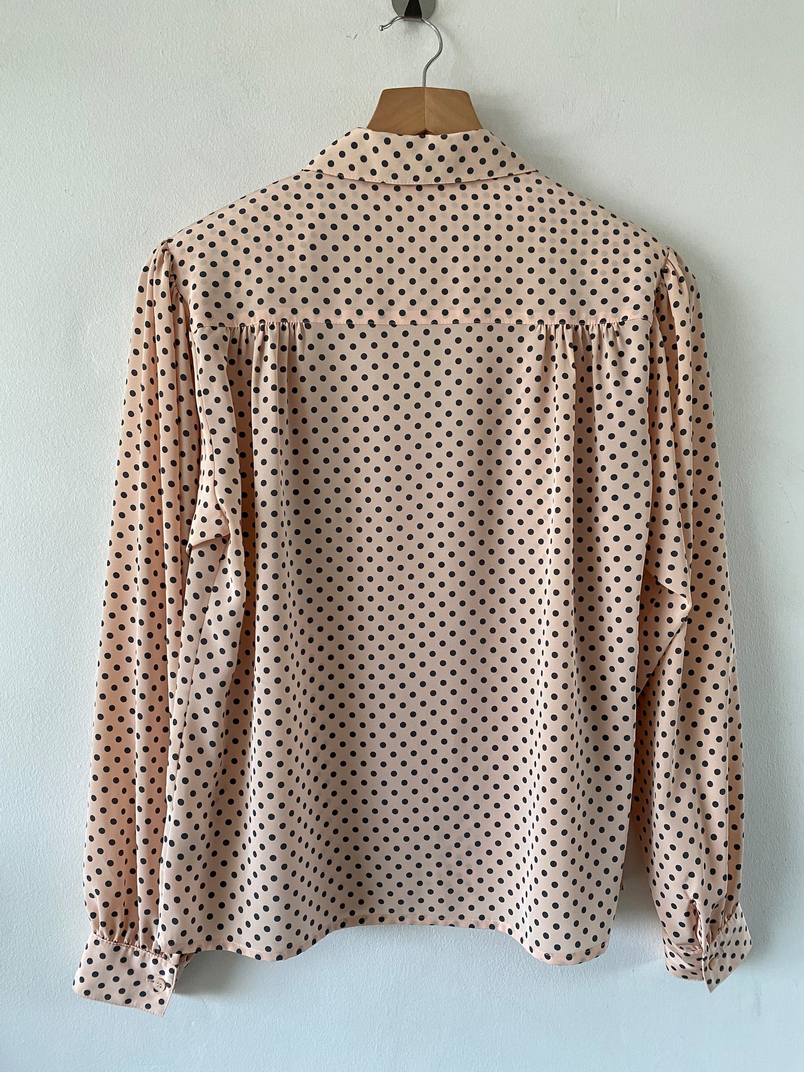 1970s 80s Vintage Pink and Grey Polka Dot Spotty Dots Design Shirt ...
