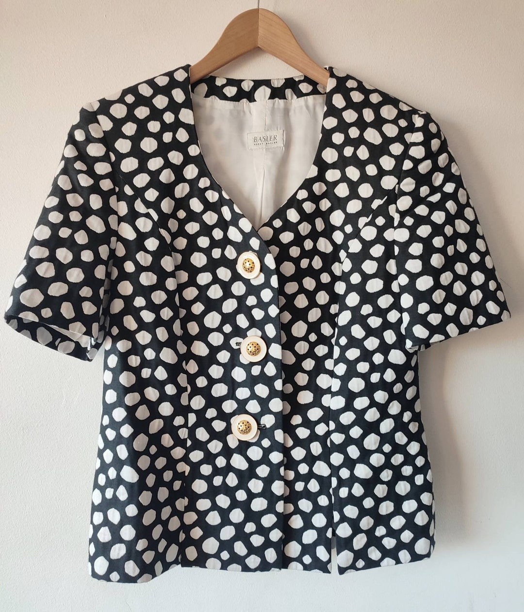 1980s 90s Vintage Horst Basler Polka Dot Spotty Graphic Pattern Cropped ...