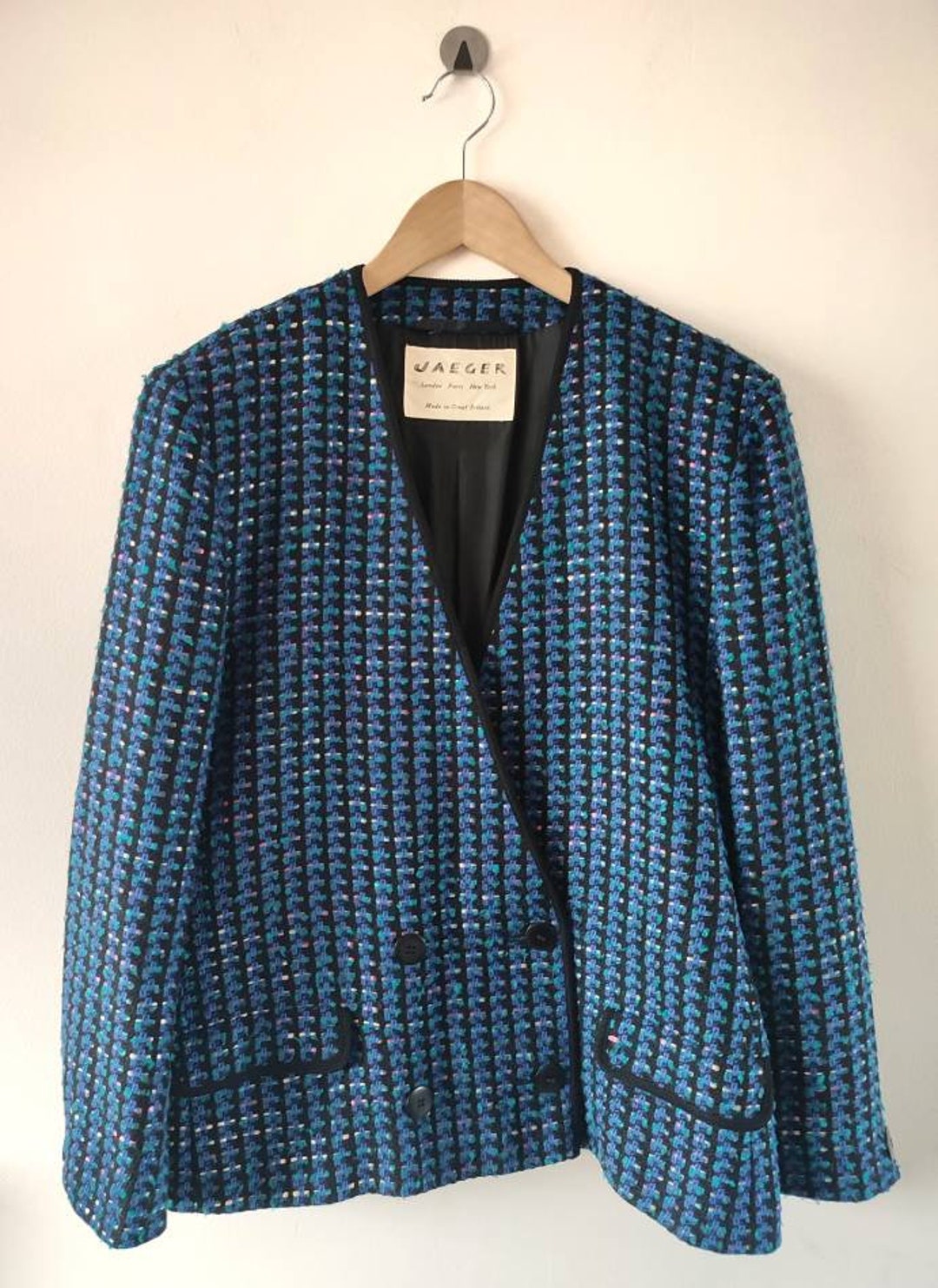 1970s 80s Vintage Jaeger Multi Colour Tweed Fleck Wool Mix Double ...