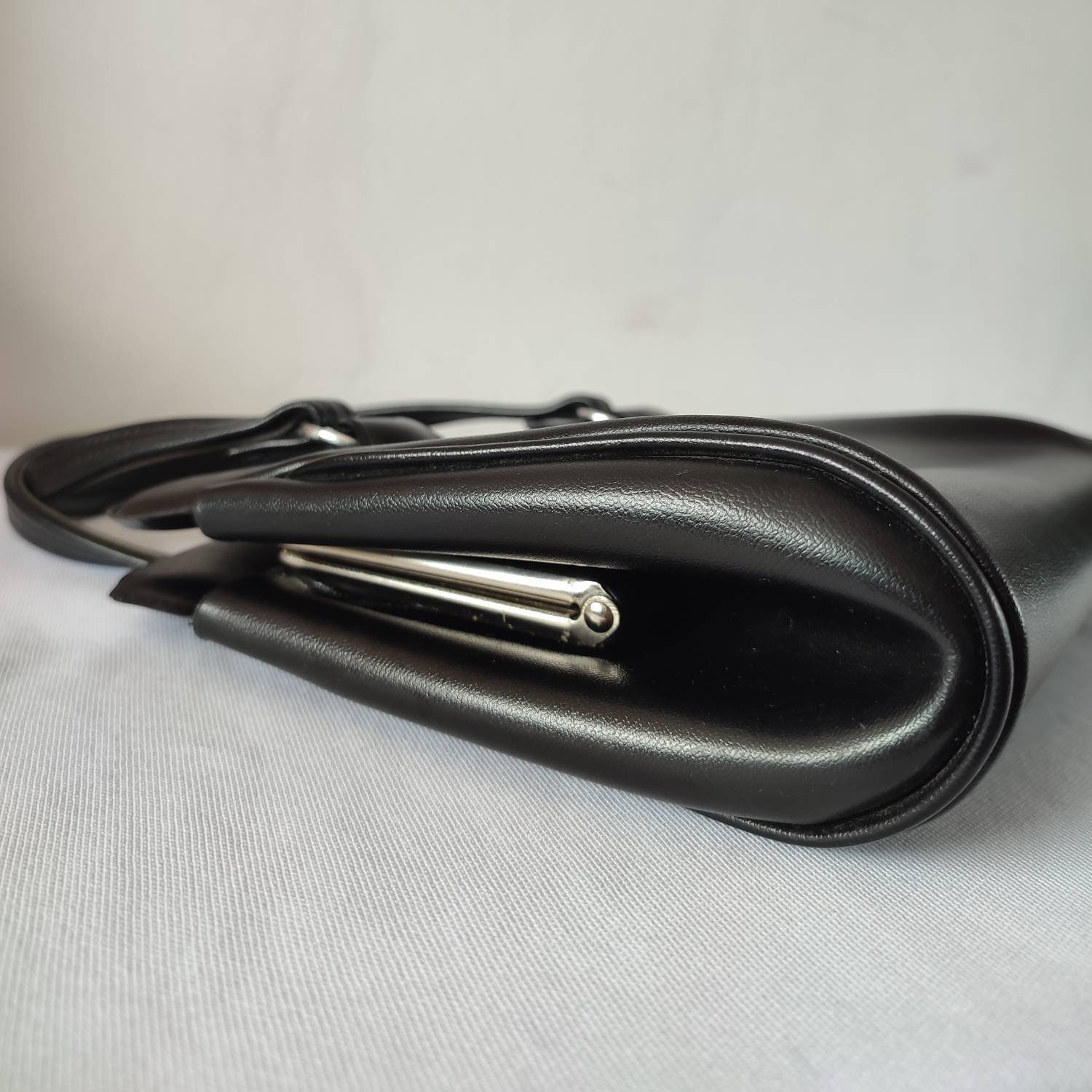1960s Vintage Black Vinyl Purse Clasp Top Handle Handbag Mod Lady Retro ...