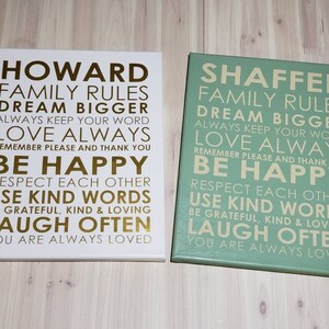 Custom Family Rules Sign, Family Rules Canvas, Custom Family Sign ...